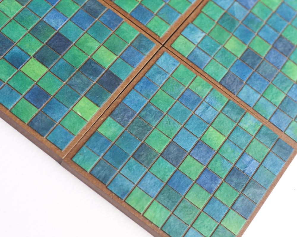 Coasters Handmade Paper Blue Green Mosaic Tiles on Luulla