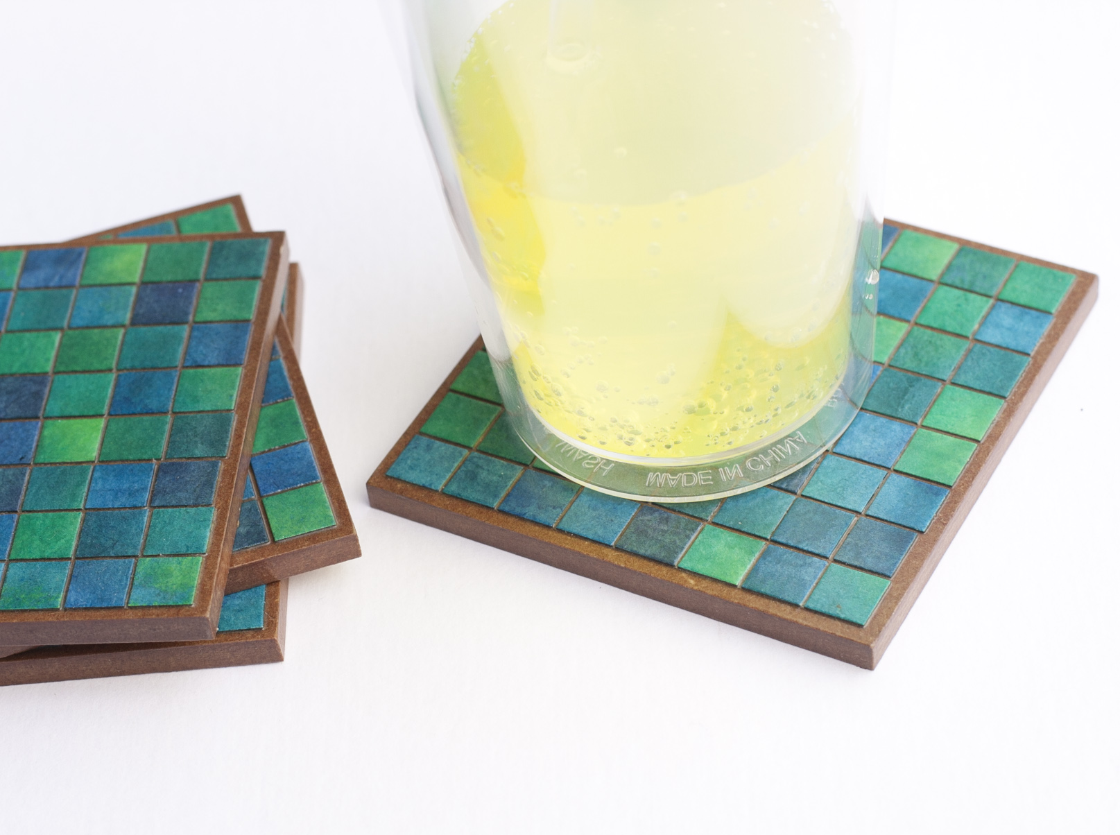 Coasters Handmade Paper Blue Green Mosaic Tiles on Luulla